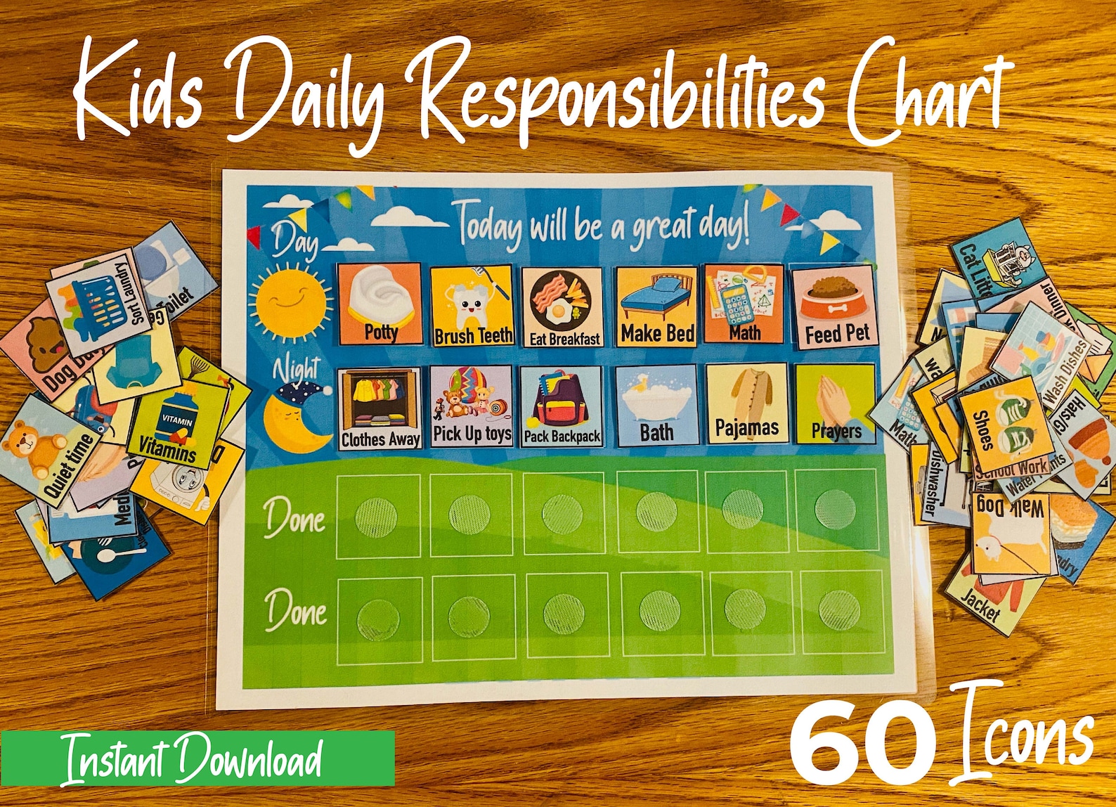 Kids Daily Responsibilities Chart, Daily Routine, Chore Chart, Daily ...