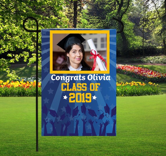 Graduation photo garden flags, hats off class of 2020 flag ...