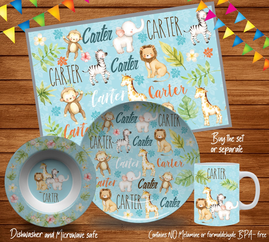 Personalized Safari Plates/plate for Kids/safari Animal Dinnerware ...