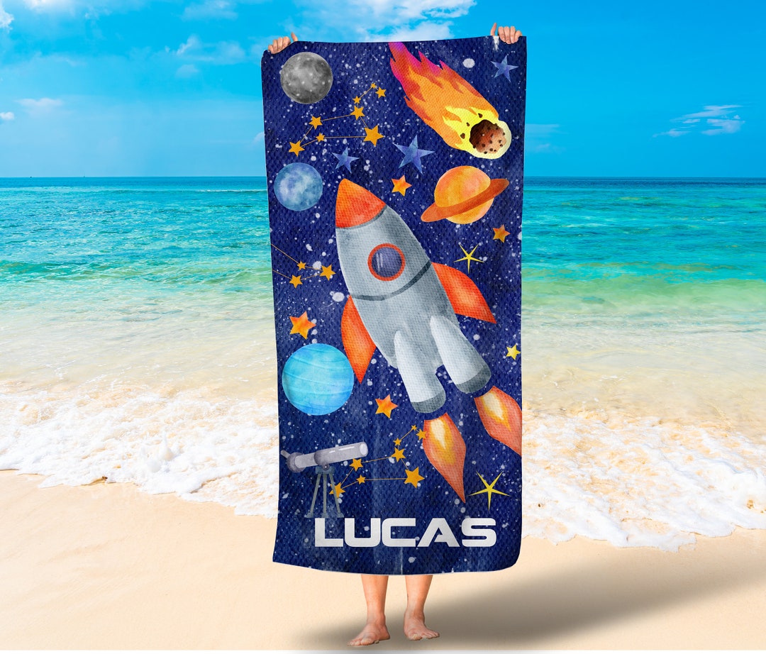 Space Kids Beach Towel/solar System Towel/alien Kids Personalized Beach ...