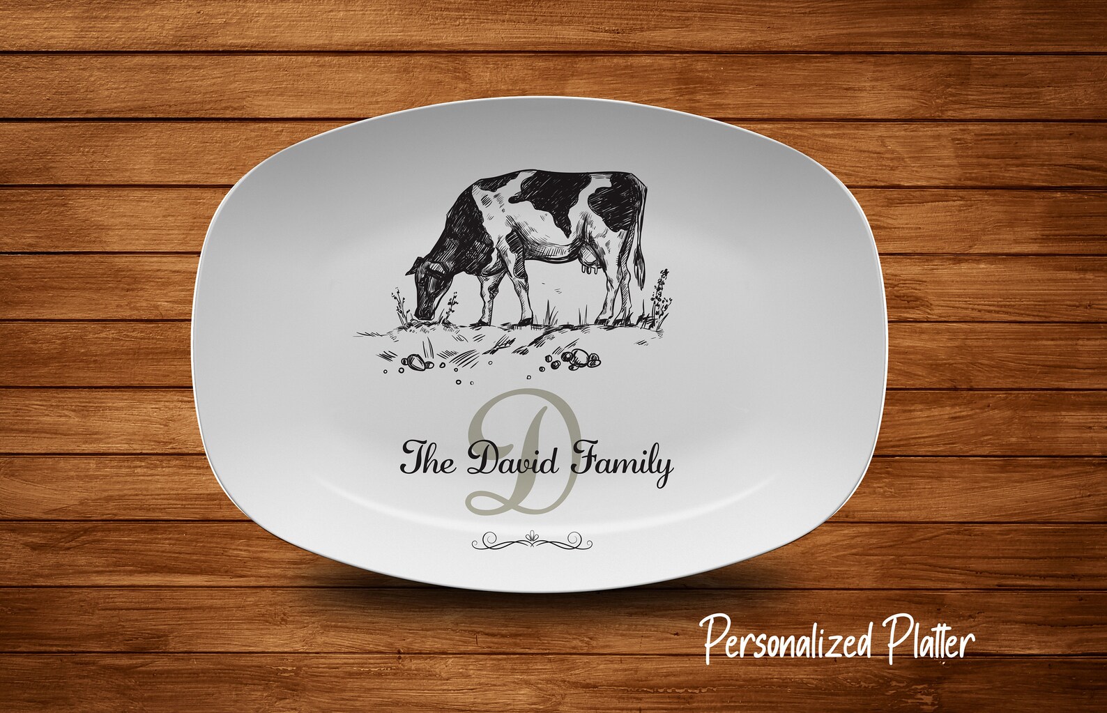 Personalized Cow Platter Family Name Serving Platter Wedding - Etsy