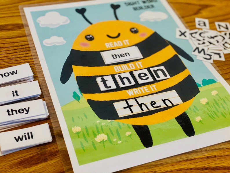 Bee Sight Word Builder, Sight Word Practice, Reading Game Printable ...