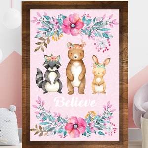 Woodland Nursery Wall Art, Boho Wall Art Printable, Inspirational Quote ...