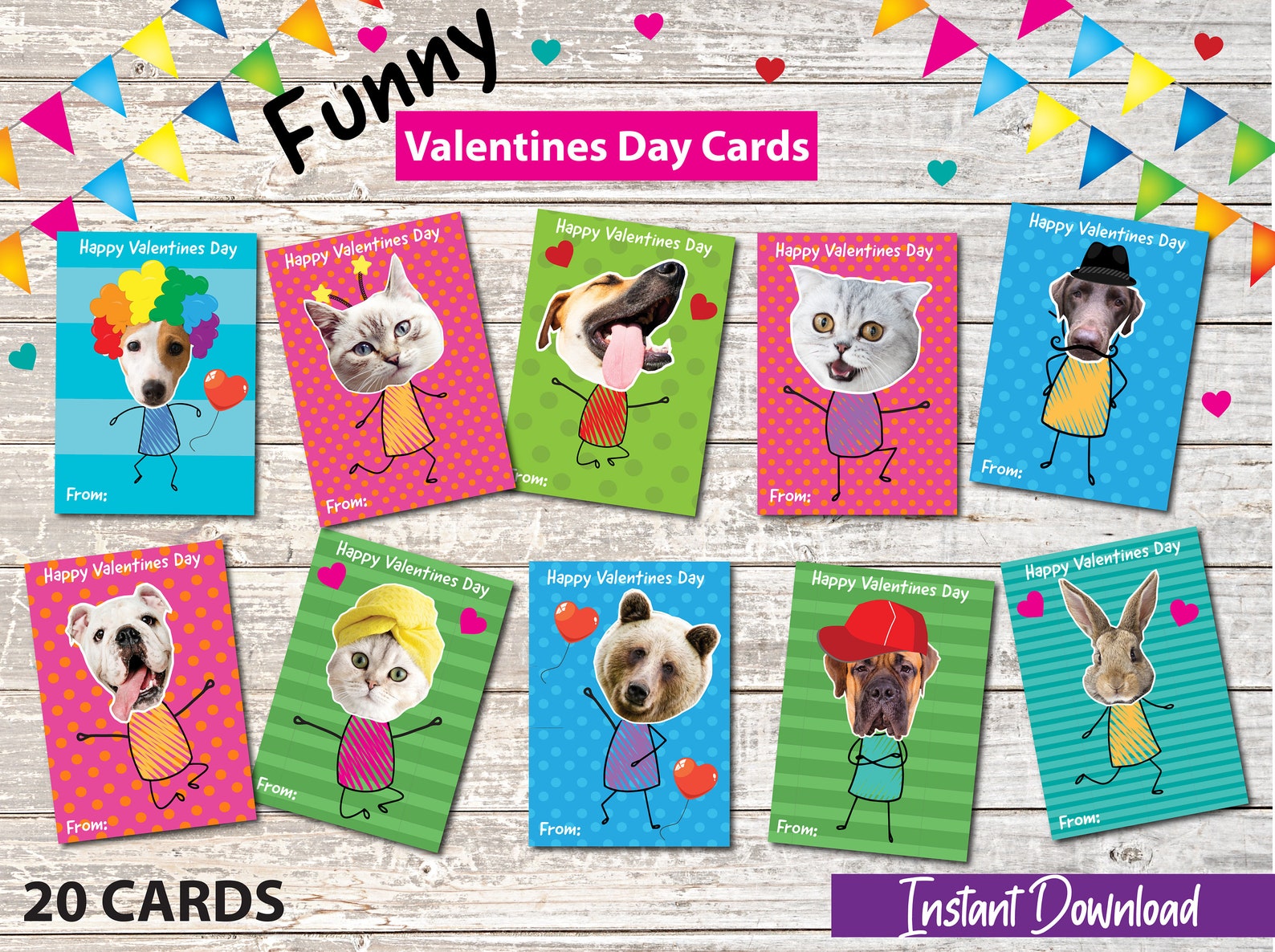 Printable Funny Valentine's Day Cards/classroom Valentine's Day Cards ...