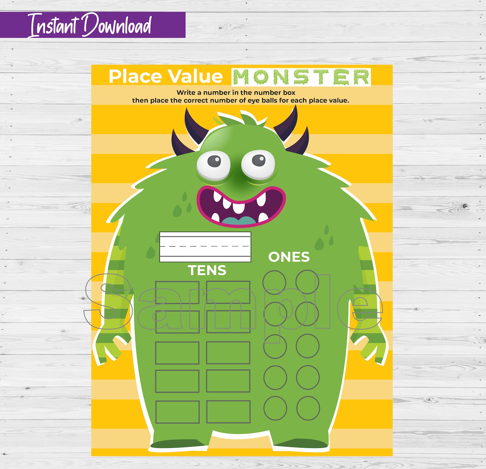 Math Counting Activity Printable Kids Place Value Math Game - Etsy