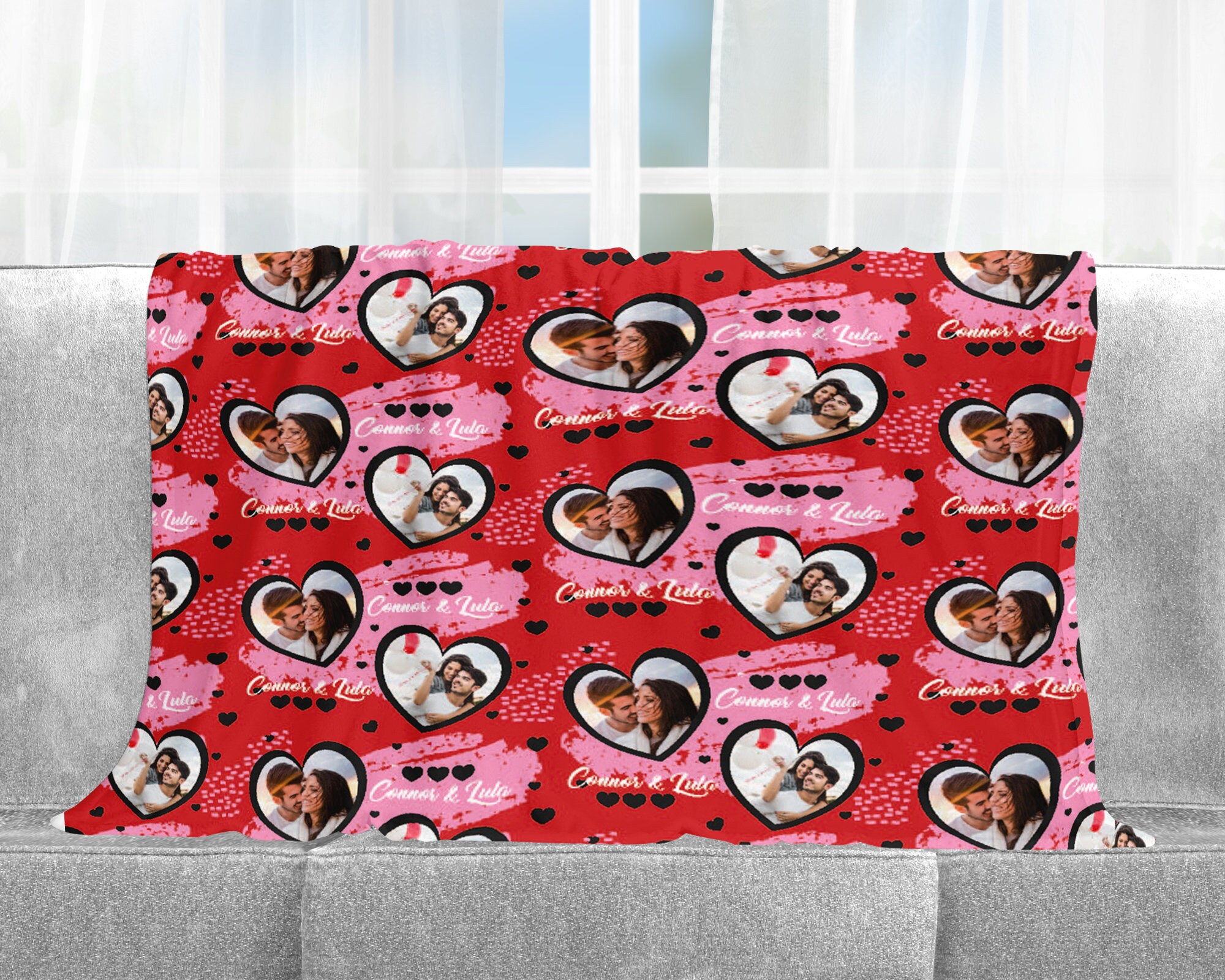Couples Blanket, Boyfriend Blanket, Photo Hearts Blanket, Blankets for ...