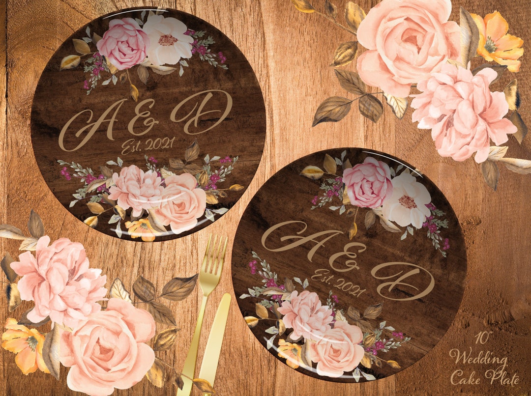 Personalized Name Wedding Plates, Rustic Wedding Dessert Plates ...
