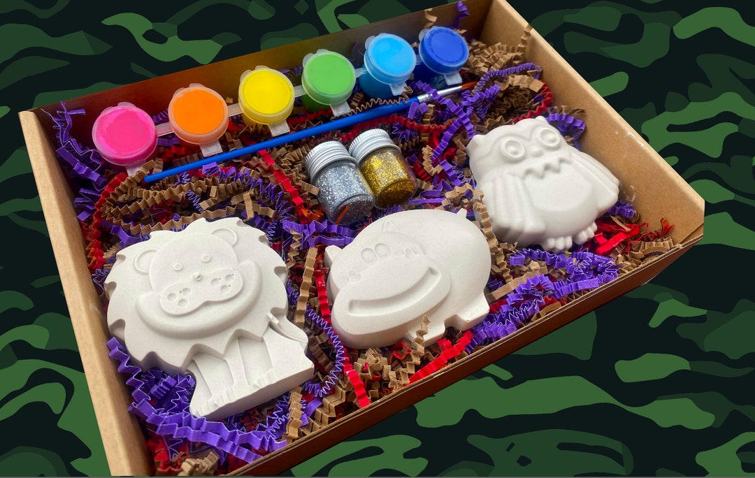 Paint Safari Animals DIY Box/ceramic Animals Paint Gift Box /lion Paint ...