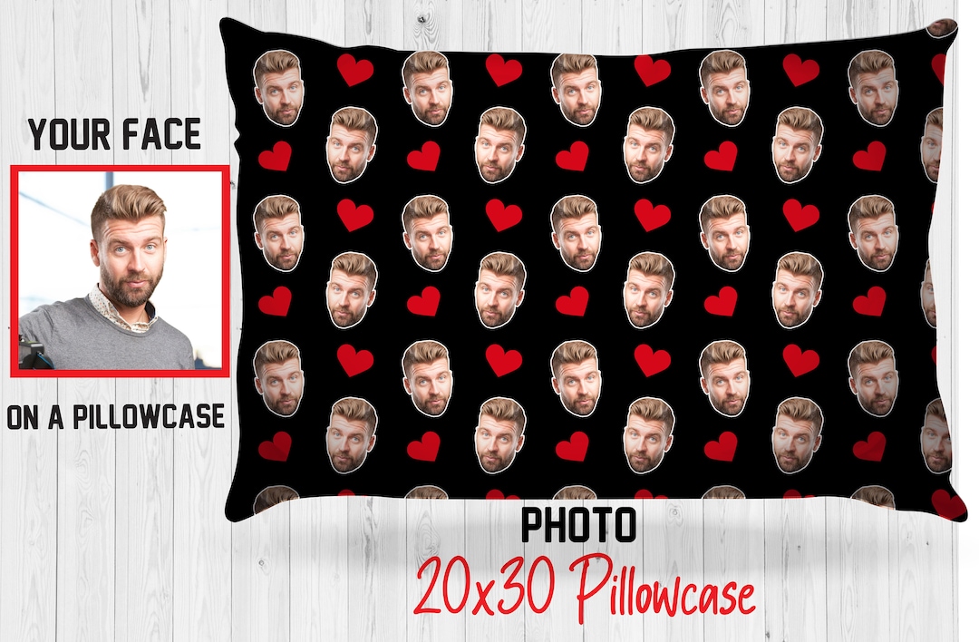 Couples Day Photo Pillowcase/you Face on a Pillowcase/hearts Pillowcase ...