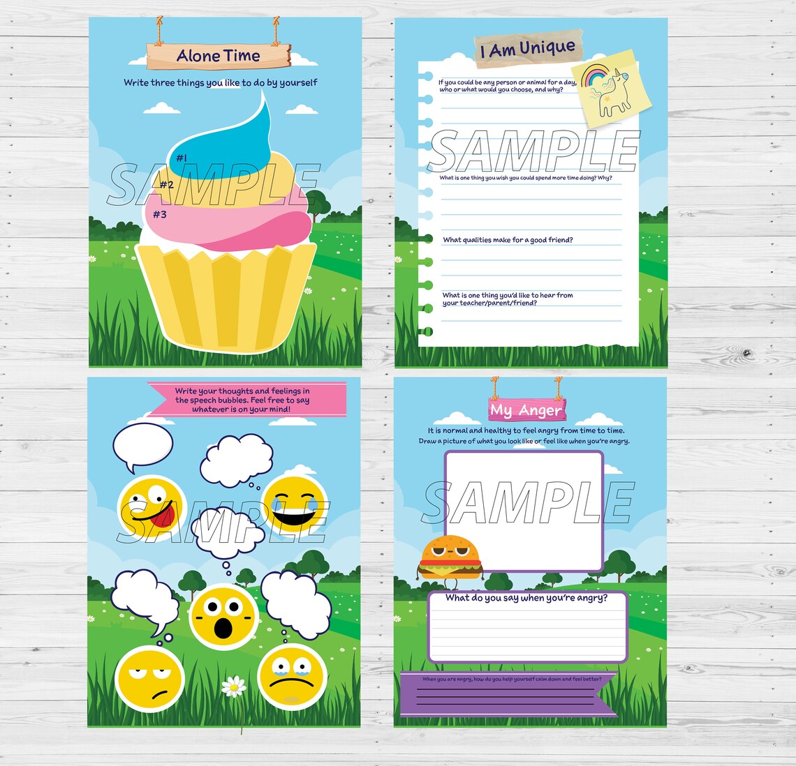 Gratitude Cupcake Journal, Homeschool Printable, My Emotions Diary ...