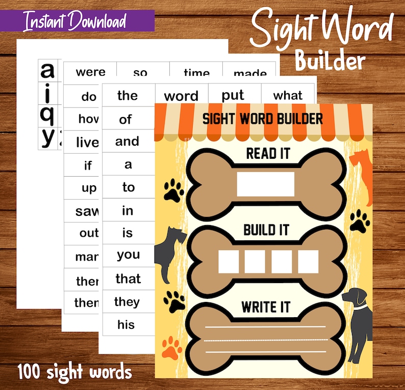 Sight Word Builder, Sight Word Practice, Spelling Game Printable, Learn ...
