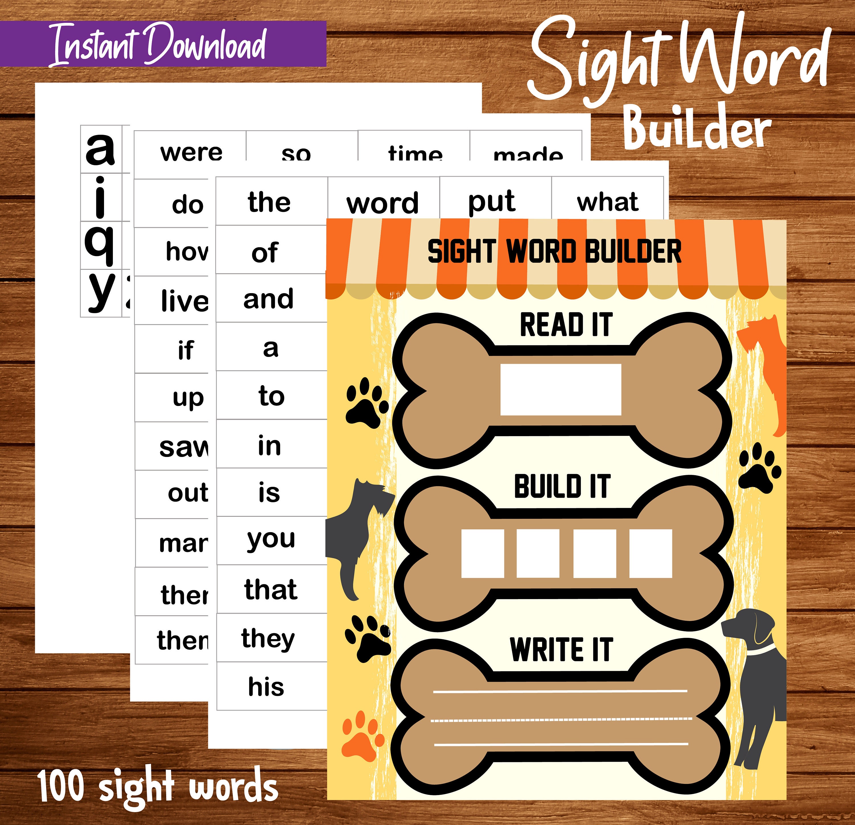 Sight Word Builder, Sight Word Practice, Spelling Game Printable, Learn ...