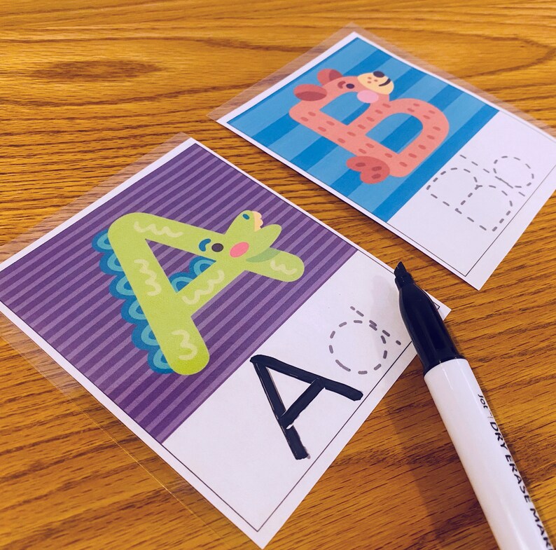 Alphabet Tracing Printable Flash Cardseducational Activity - Etsy