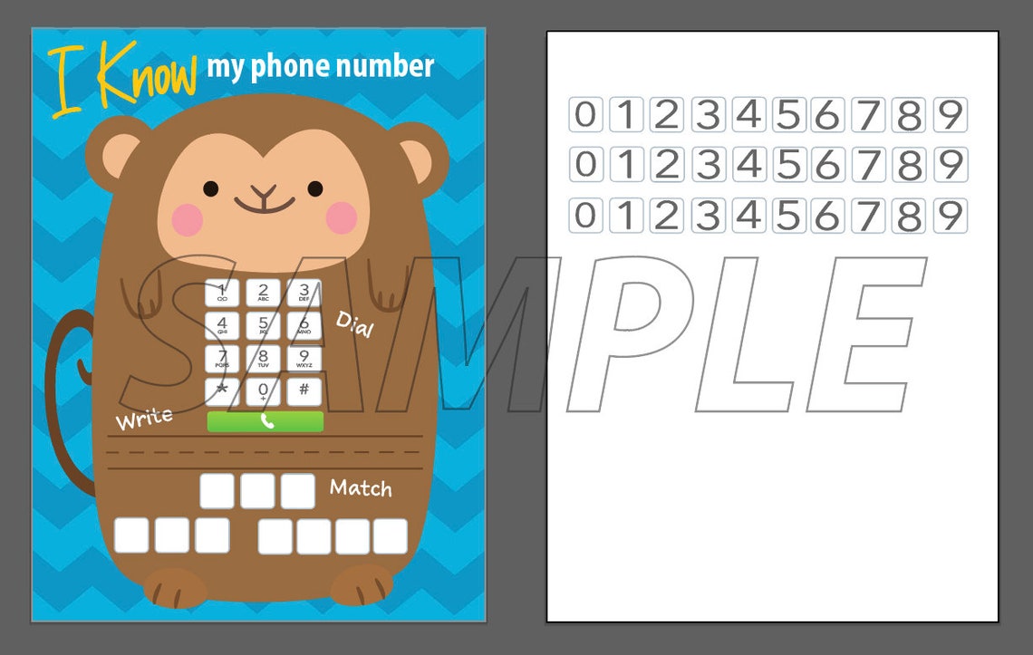 Phone Number Printable, Kids Phone Number Activity, Phone Number ...