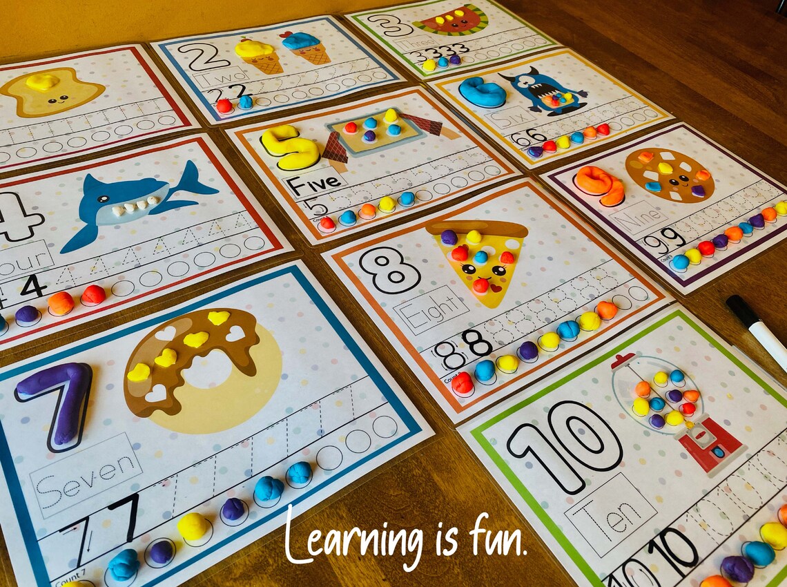 Math Clay Mats Numbers Play Mats Homeschool Activities | Etsy