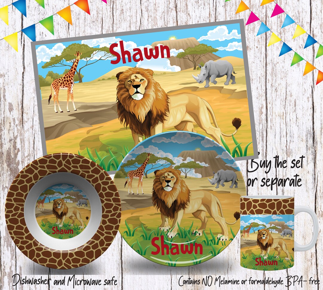 Personalized Safari Plates/plate for Kids/safari Animal Dinnerware ...