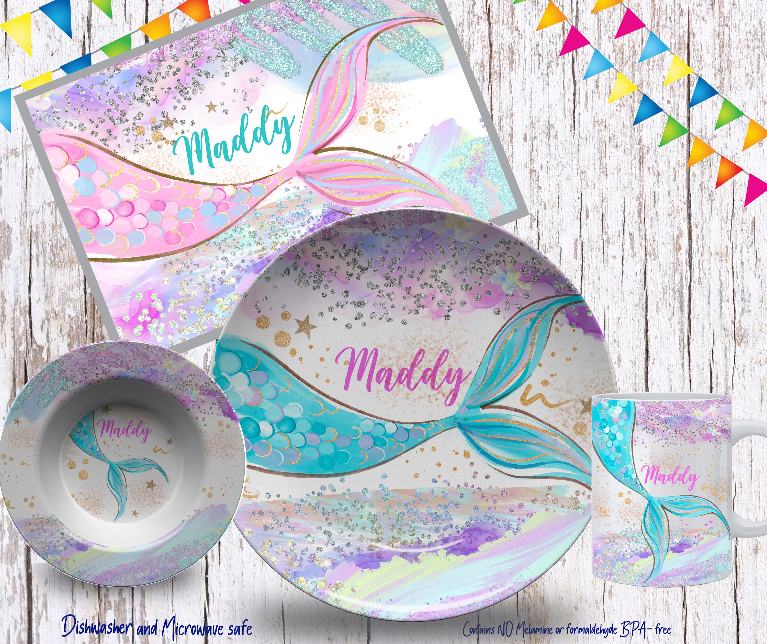 Personalized Mermaid Tail Plate/custom Plate for Kids/ Mermaid - Etsy