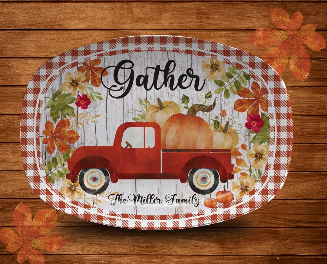 Gather Platter, Thanksgiving Dinner Platter, Custom Fall Plate, Holiday ...