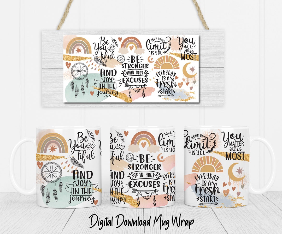 Boho Self Love Positive Affirmation Mug Svg/positivity Mug PNG/ Boho ...