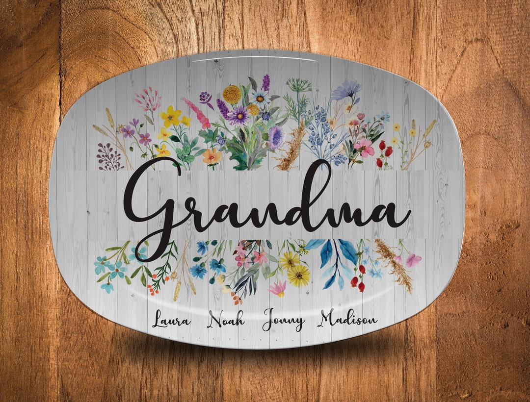 Wild Flowerpersonalized Platter/personalized Grandma Platter/custom ...