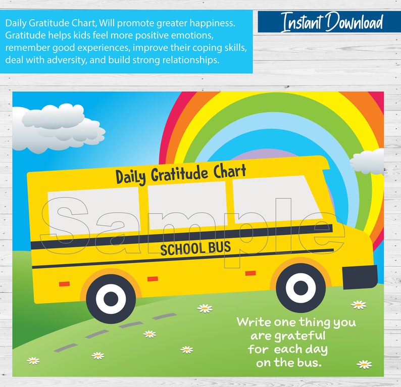 Daily Gratitude Chart Gratitude Worksheet Homeschool Fun - Etsy