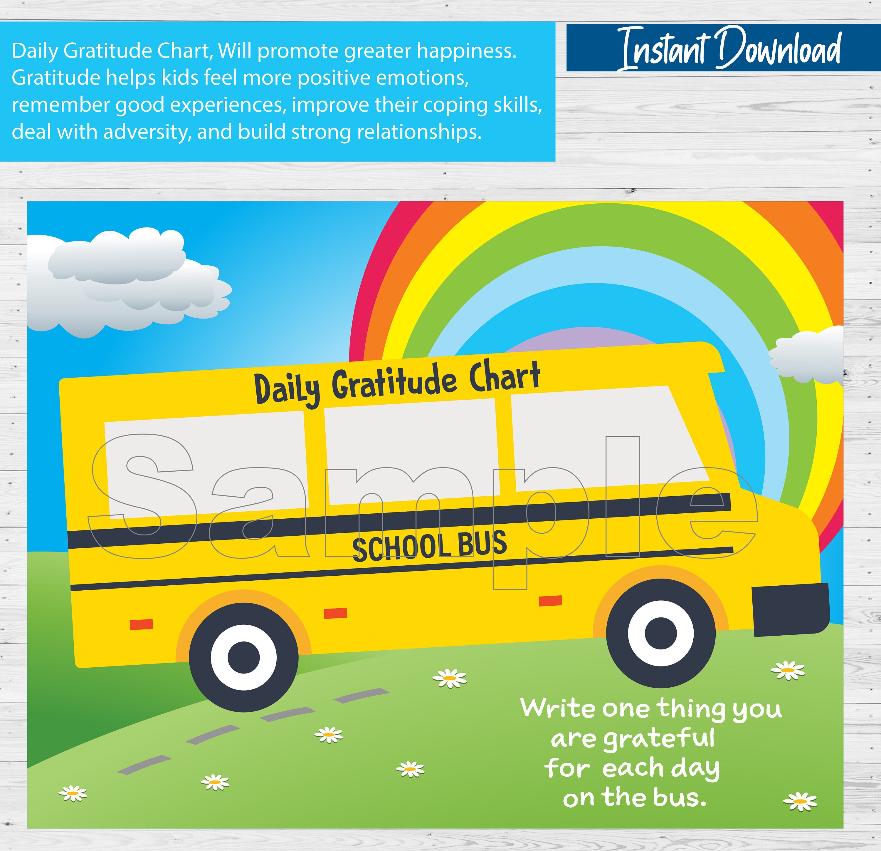 Daily Gratitude Chart Gratitude Worksheet Homeschool Fun - Etsy