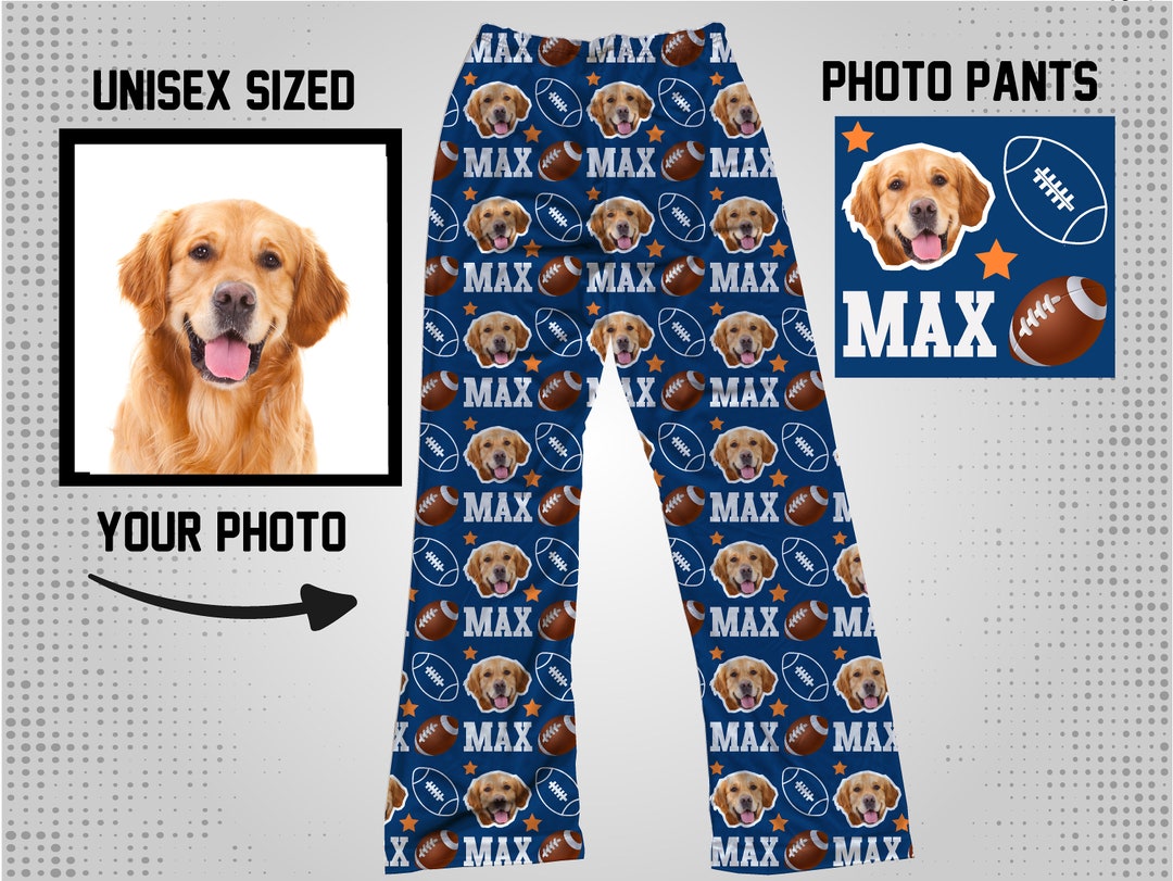 Football Photo PJ Bottoms, Sports Dad Pants, Custom Photo Pajama Pants ...