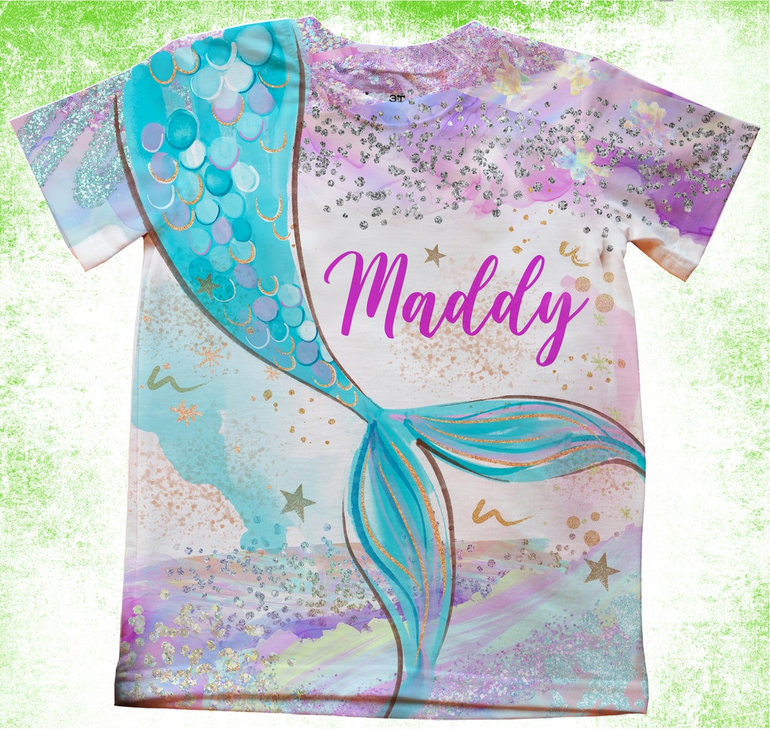 Mermaid Tail Girls Shirt/personalized Magical Mermaid Party T-shirts ...