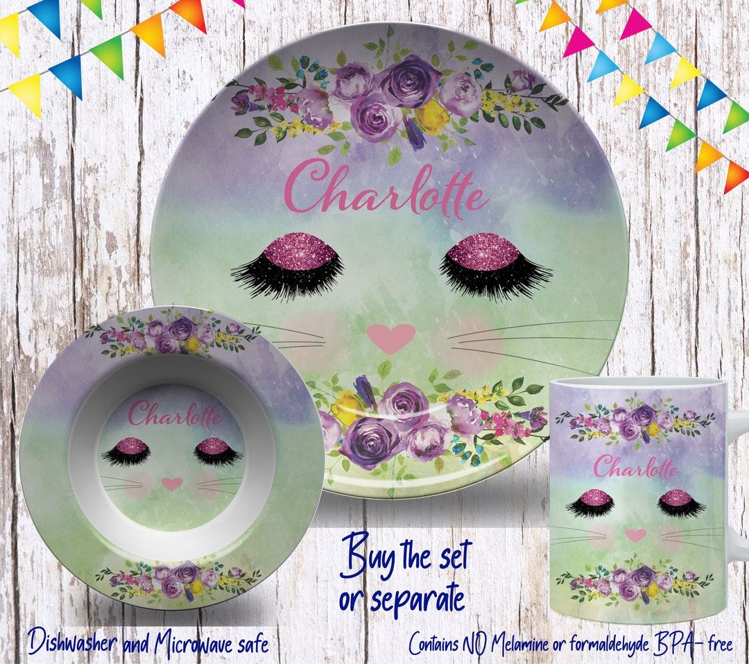 Magical Cat Plate/custom Plate for Kids/ Tye Dye Girls Kitten ...