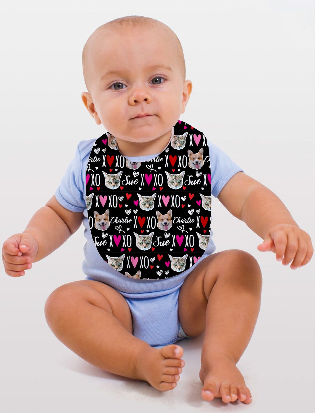 Photo Bib/your Pets on a Baby Bib/valentines Baby Bib/ XOXO Baby Bib ...