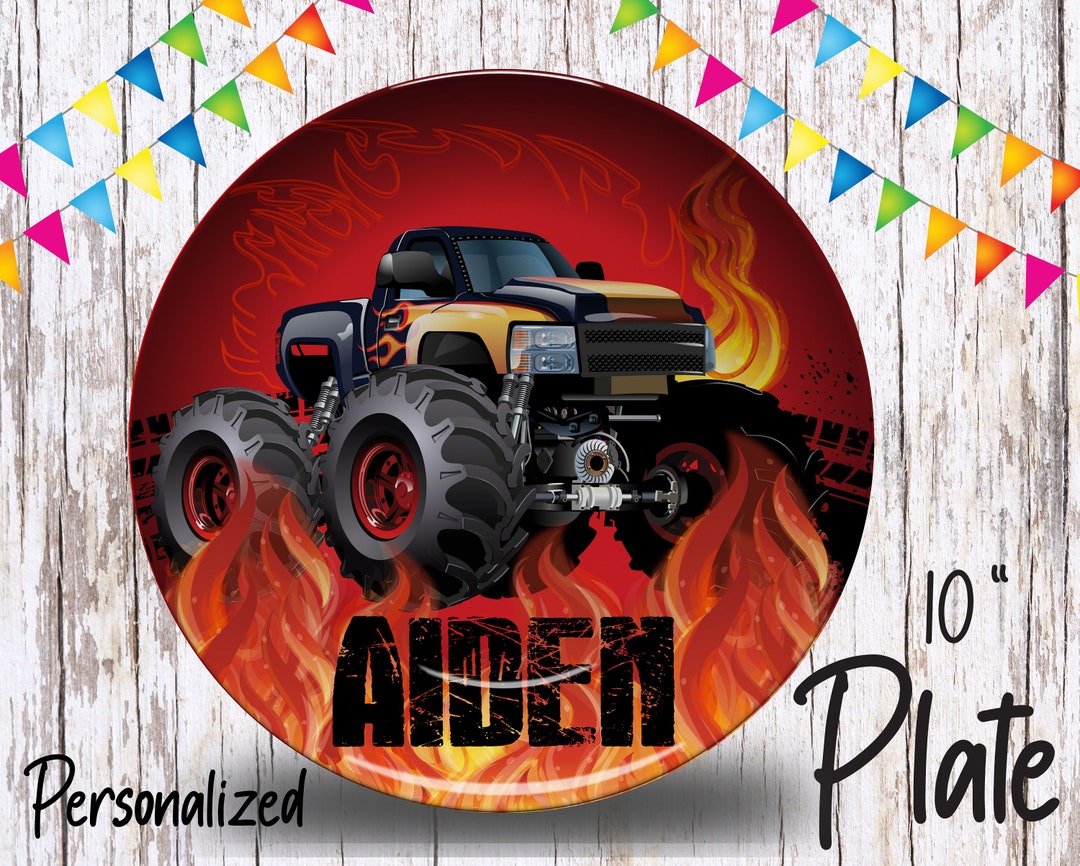Monster Truck Plate/custom Plate for Kids/ Truck Dinnerware/custom Kids ...