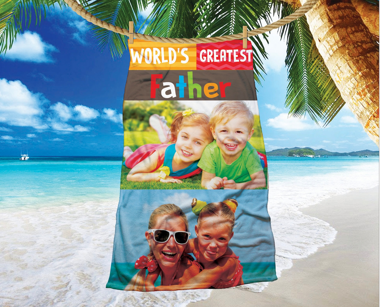 Fathers Day Beach Towel, Custom Dad Beach Towel, Worlds Greatest Father ...