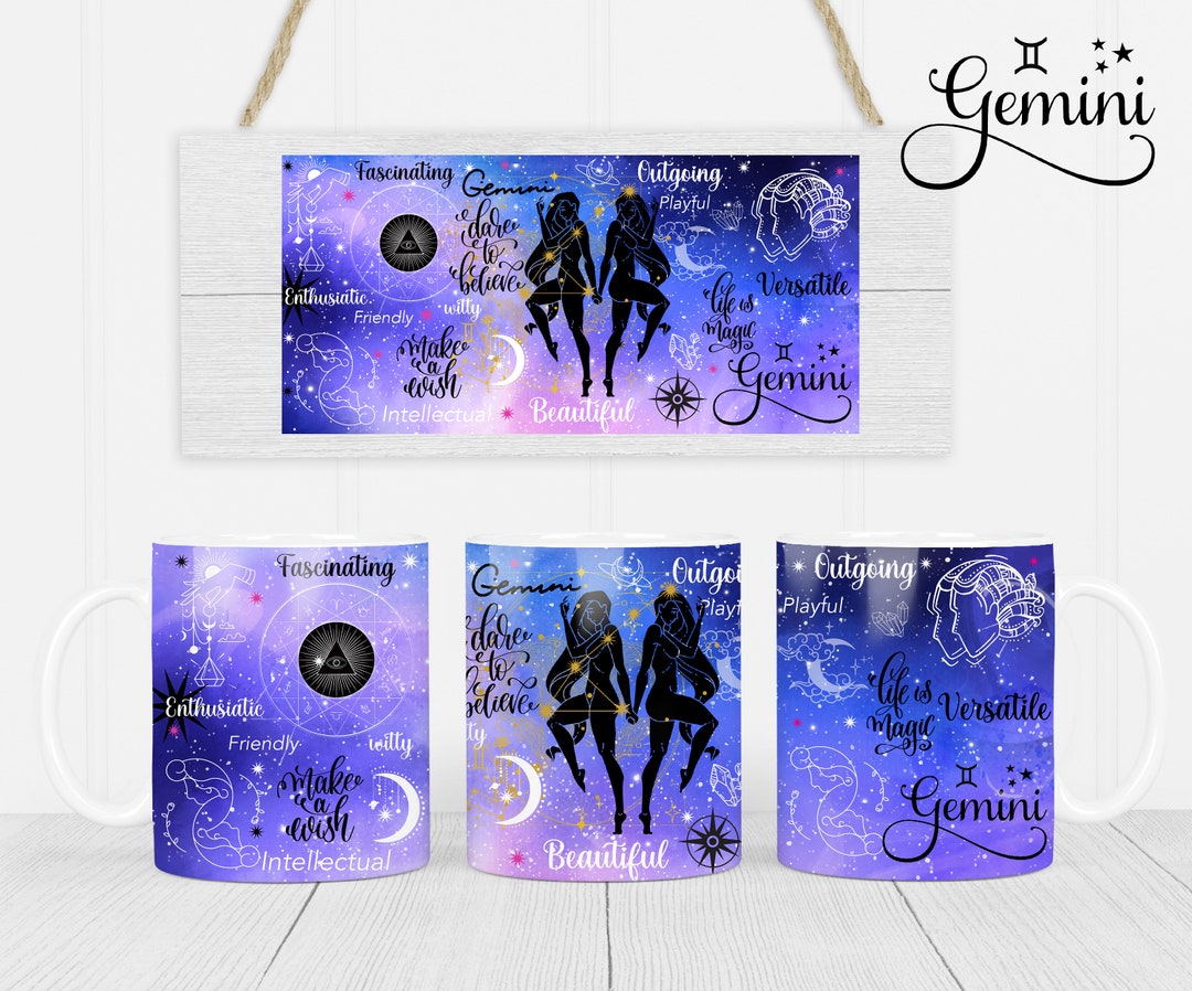 Gemini Zodiac Mug Wrap Svg/horoscope Gemini Mug Wrap Svg/zodiac Symbols ...