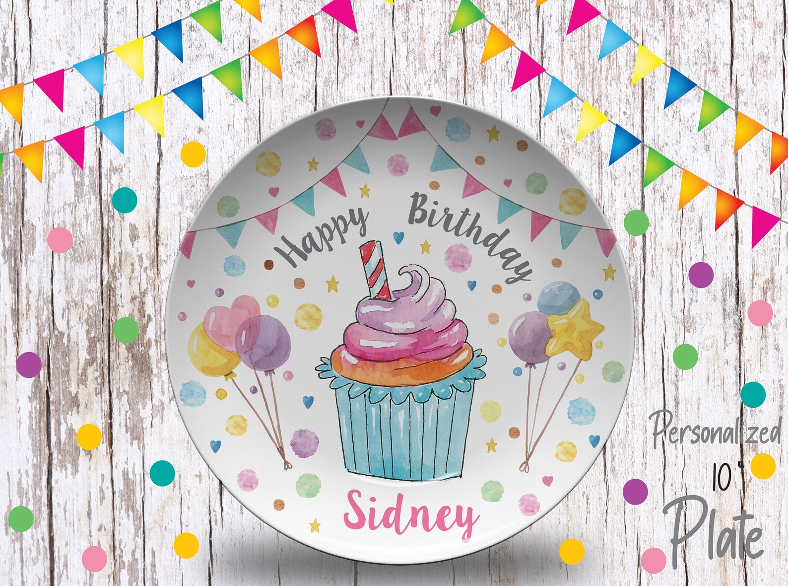 Personalized Birthday Plate/girls Bday Party Plate/happy - Etsy