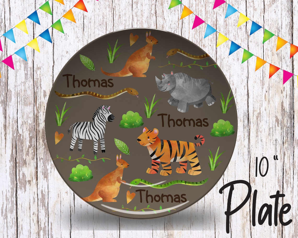 Personalized Zoo Plates/plate for Kids/safari Animal - Etsy
