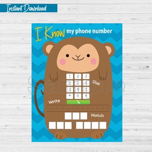 Phone Number Printable, Kids Phone Number Activity, Phone Number ...