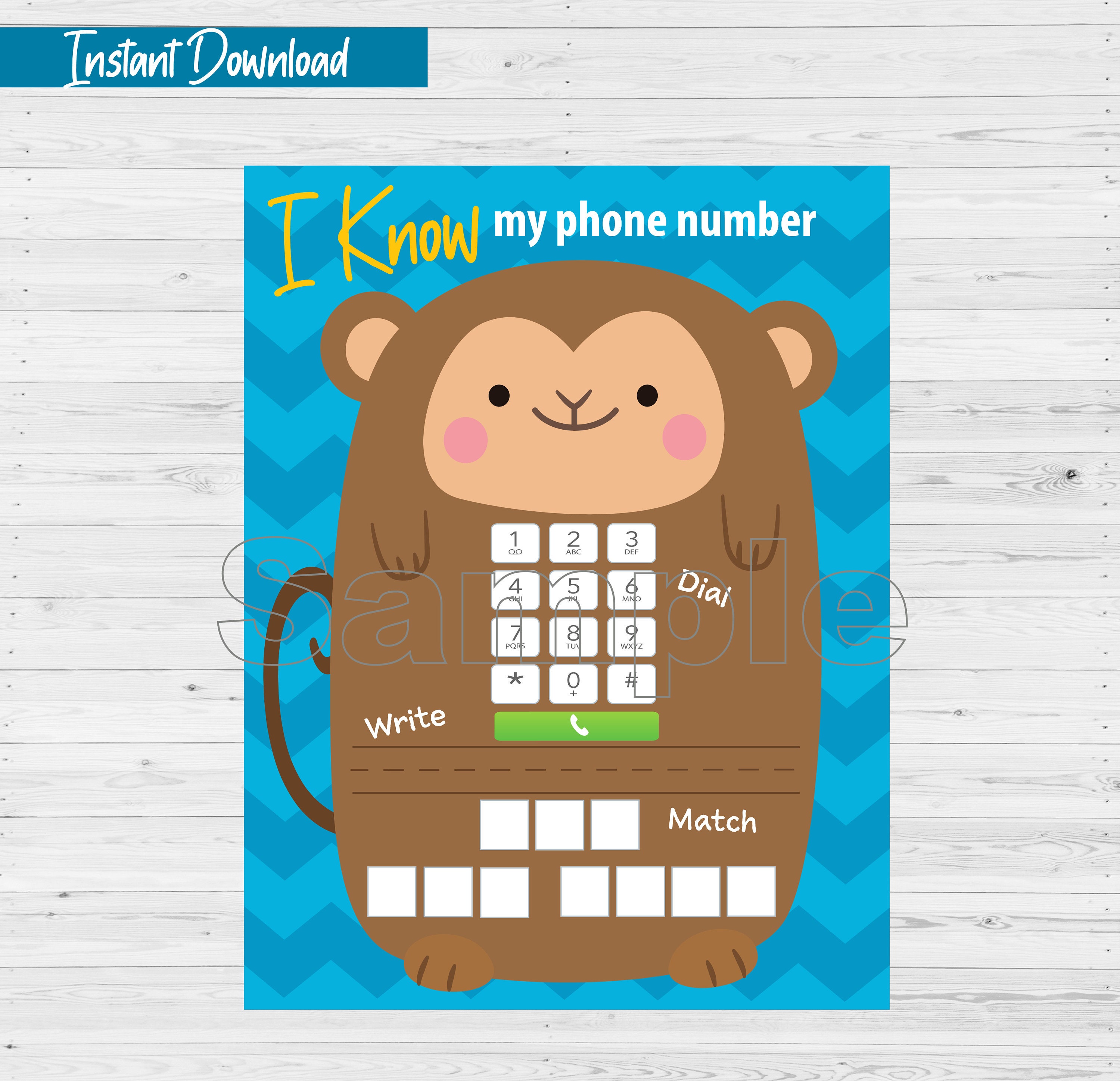 Phone Number Printable, Kids Phone Number Activity, Phone Number ...