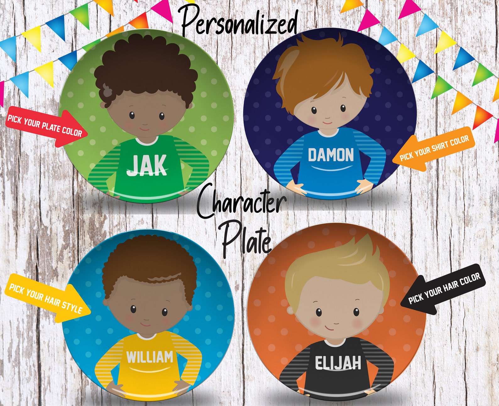 Personalized Character Face Plate/custom Plate for Boys/ Boys Look ...
