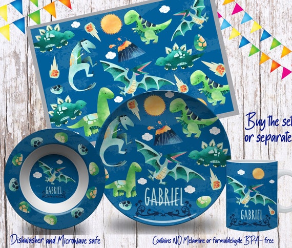 Personalized Dinosaur Plate/custom Plates for Kids/ Dinosaur - Etsy