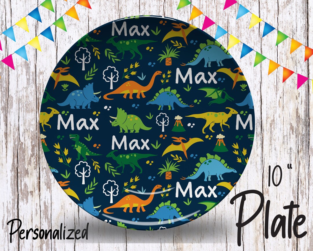 Personalized Dinosaur Plate/custom Plates for Kids/ Dinosaur Dinnerware ...