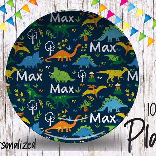 Personalized Dinosaur Plate/custom Plates for Kids/ Dinosaur - Etsy