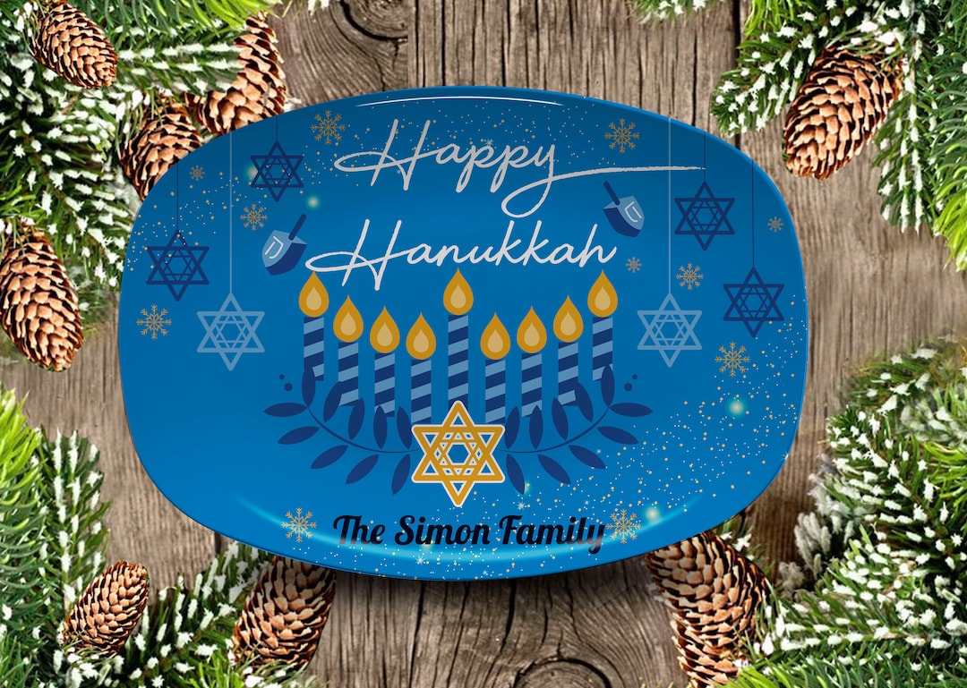 Hanukkah Serving Plate or Platter, Hanukkah Personalized Plate, Custom ...
