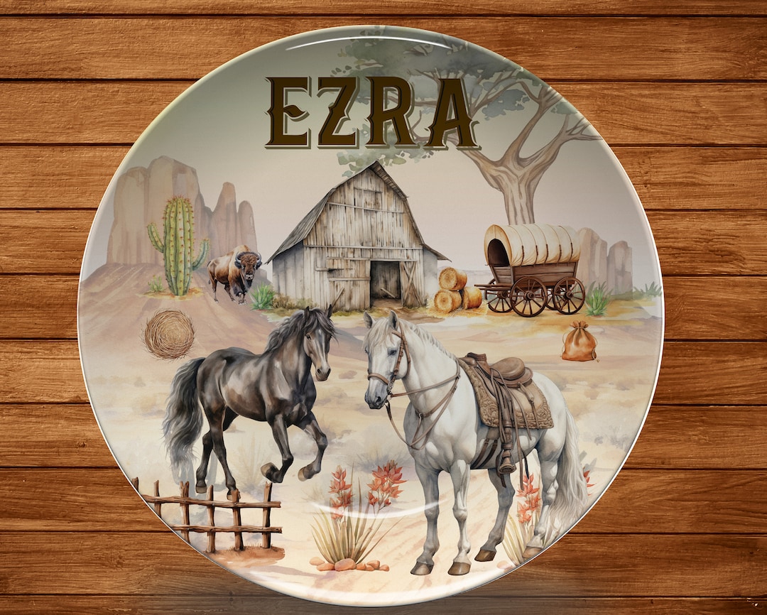 Personalized Cowboy Plate/ranch Horses Custom Plates for Kids/farmhouse ...