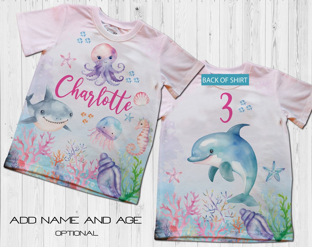 Girls Under the Sea Shark T-shirts/ocean Birthday Theme/sea Creatures ...