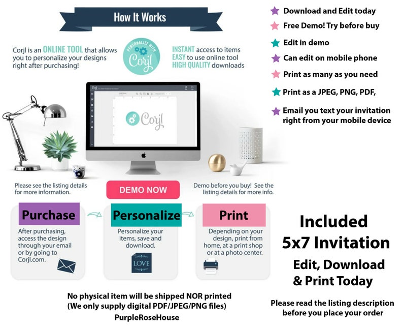 Purrmaid Birthday Party Invitations Cat Mermaid Birthday Corjl - Etsy