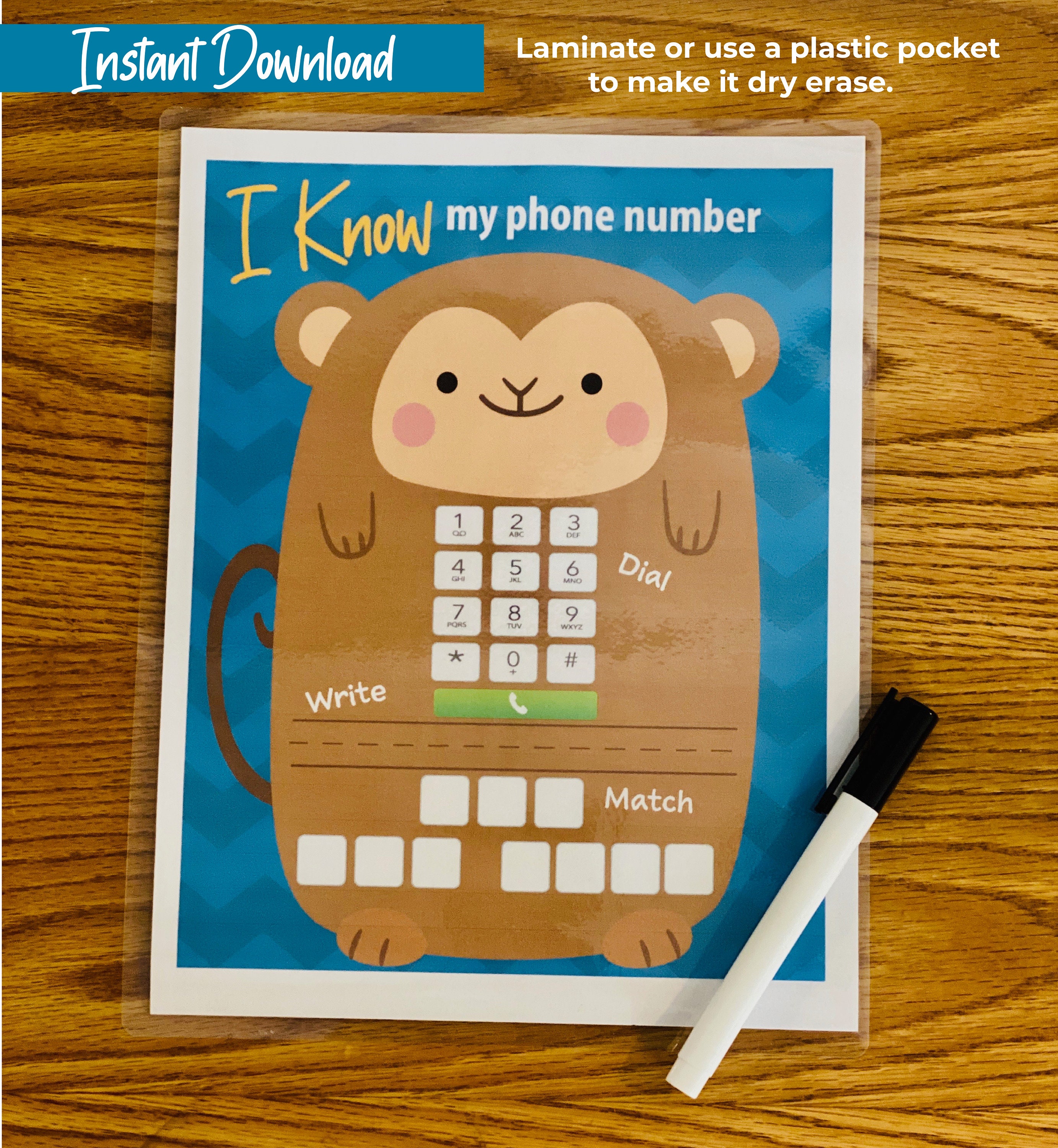 Phone Number Printable Kids Phone Number Activity Phone | Etsy