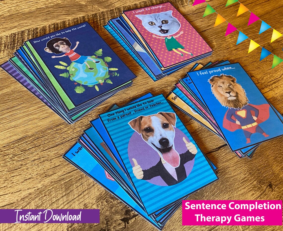 Conversation Cards Sentence Completion Therapy Games Coping | Etsy