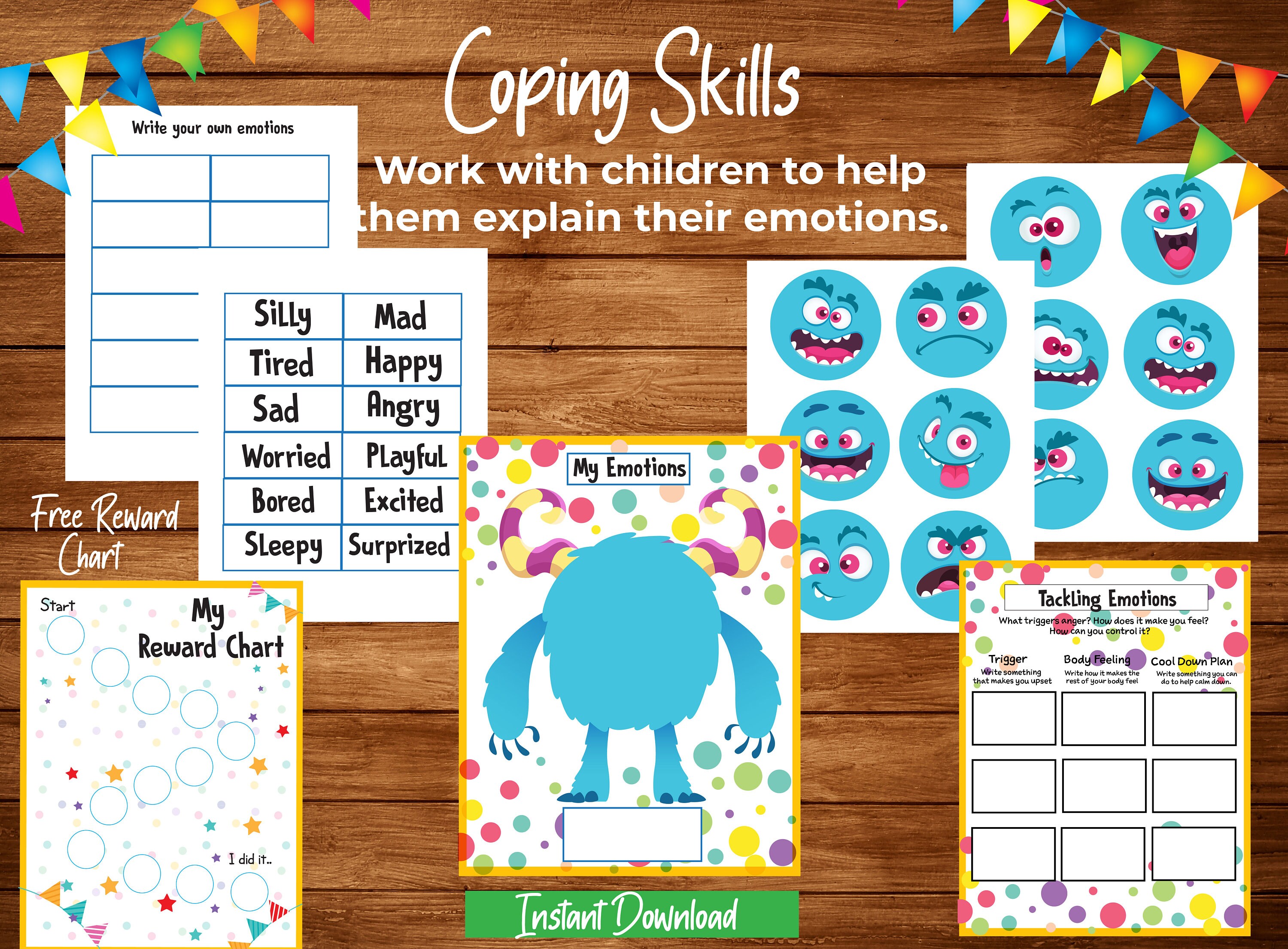 Daily Emotions, Place Your Feeling on the Monster, Kids Problem Solve ...