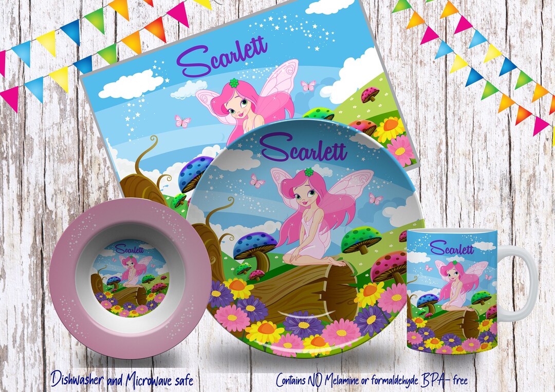 Fairy Princess Plate Set/custom Plate for Kids/ Girls Fairy Dinnerware ...