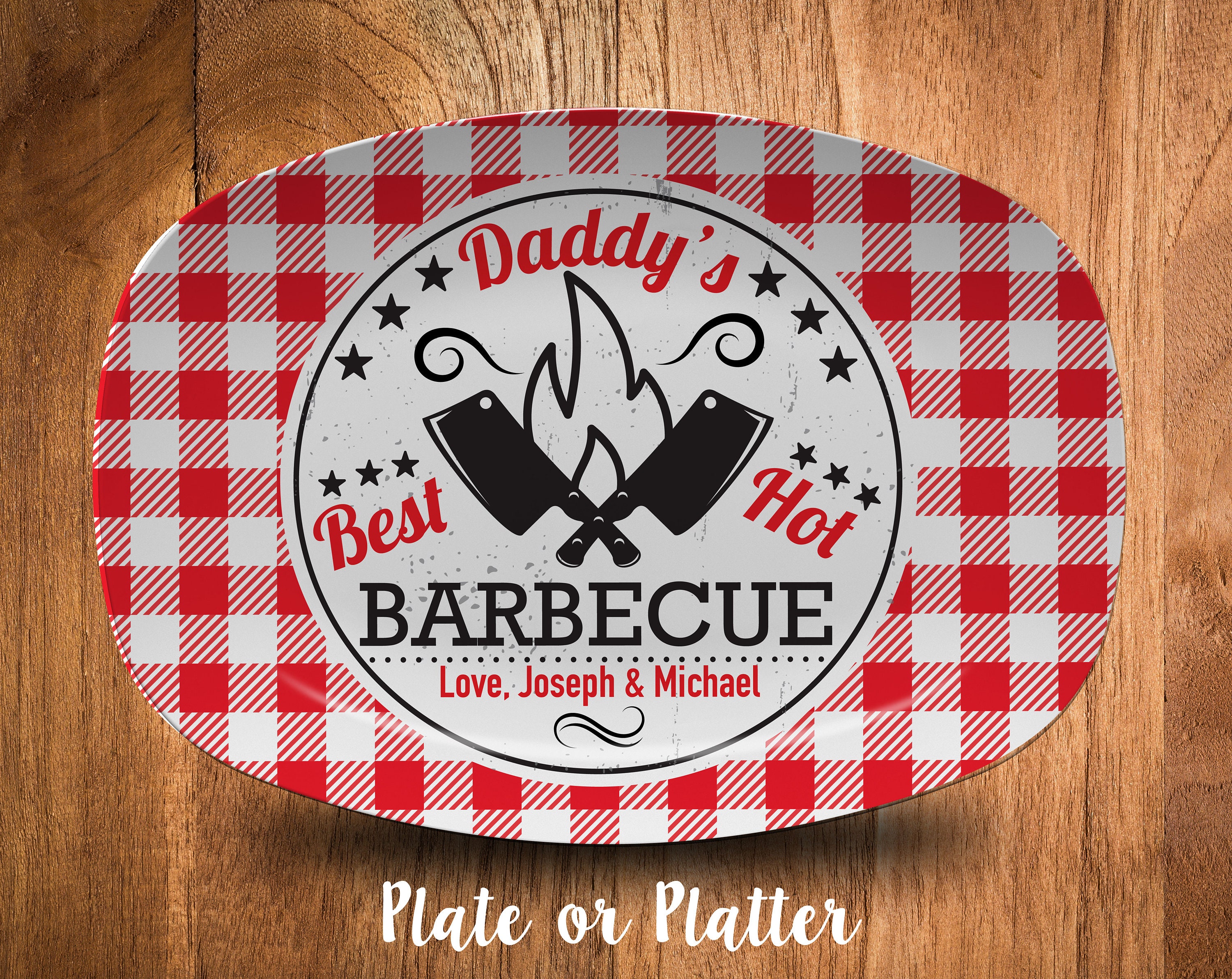 BBQ Plate, Personalized Dad's Best Barbecue Platter, BBQ Gifts, Serving ...